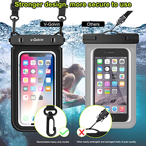 v-Golvin Waterproof Phone Pouch, 2 in 1 IPX8 Cellphone Dry Bag Waterproof Case for iPhone 14 13 12 11 Pro Max SE 2020 XS Max XR X 8 7 6s Plus S22 S10 S20 S21 Ultra Note 20/10 Up to 7 inches, Black