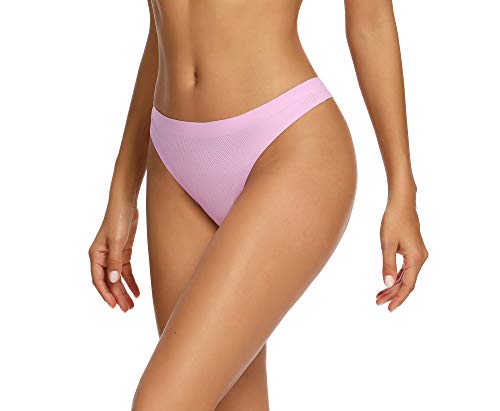 voenxe Seamless Thongs for Women No Show Thong Underwear Women 5-10 Pack (F-5 Pack Bright Color, Medium)