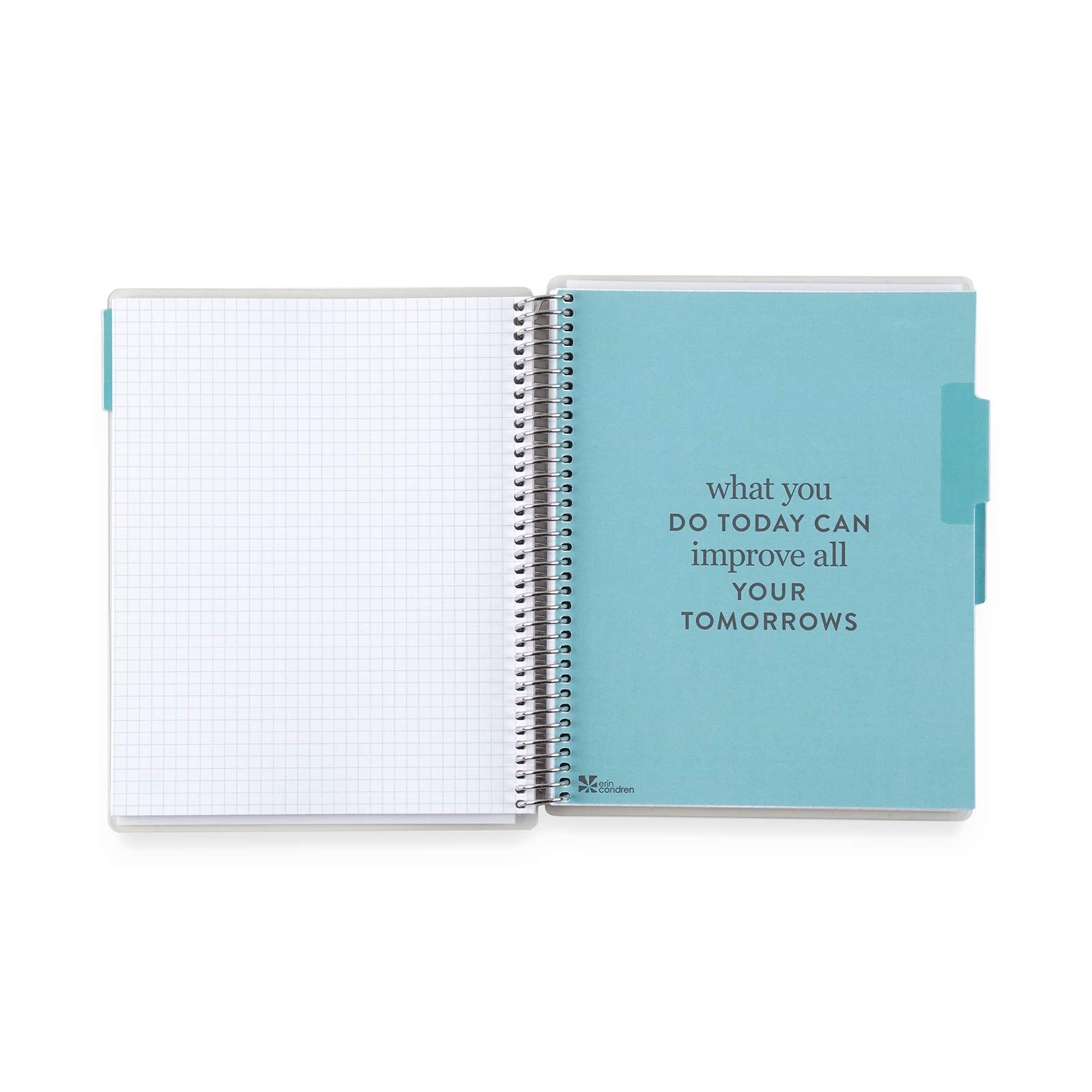 Erin Condren 7" x 9" Spiral Bound Graph Paper Notebook - Painted Stripes. 3 Subject Tabbed. 160 Page Writing, Drawing & Art Gride Ruled Notebook. 80 lb. Thick Mohawk Paper. Stickers Included
