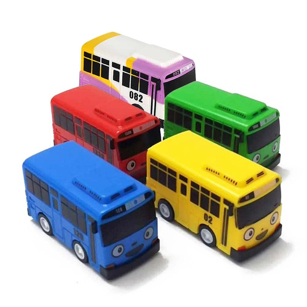 FARMIN 5PCS Mini Bus Tayo Toy, Pull Back Bus Toy Set, Cartoon Prototype Toy Car , Gift for Friends and Kids
