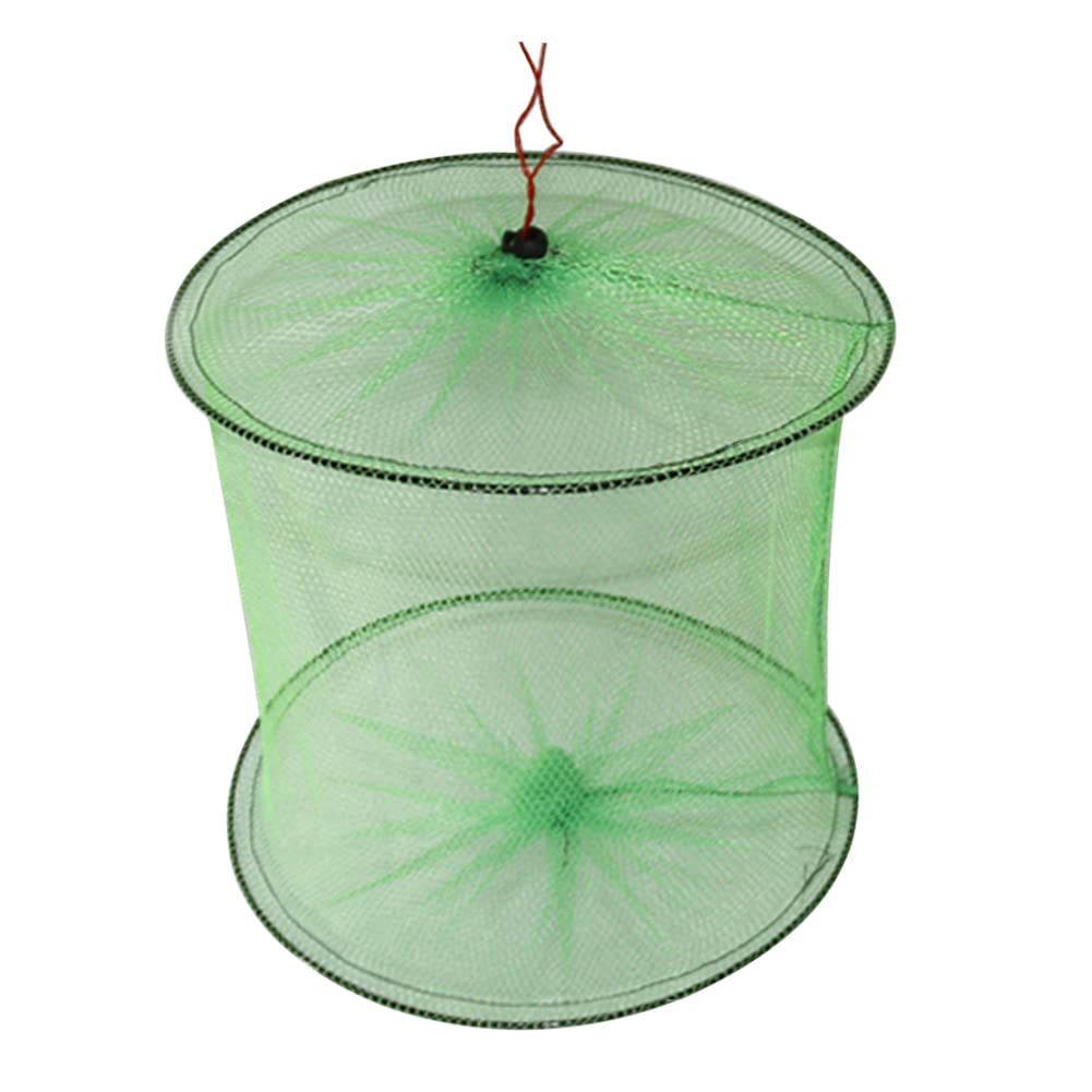Fishing Net Folding Round Metal Frame Nylon Mesh Crab Crawdad Shrimp Bait Trap Cast Fish Net Fishing Landing Tackle Accessory Tool (Color : B)