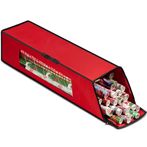 Nakior Christmas Wrapping Paper Storage Container â Xmas Gift Wrap Organizer â Stores up to 24 Standard Rolls â Under Bed Storage Bin for All Christmas Accessories â Made from 600 Oxford Fabric