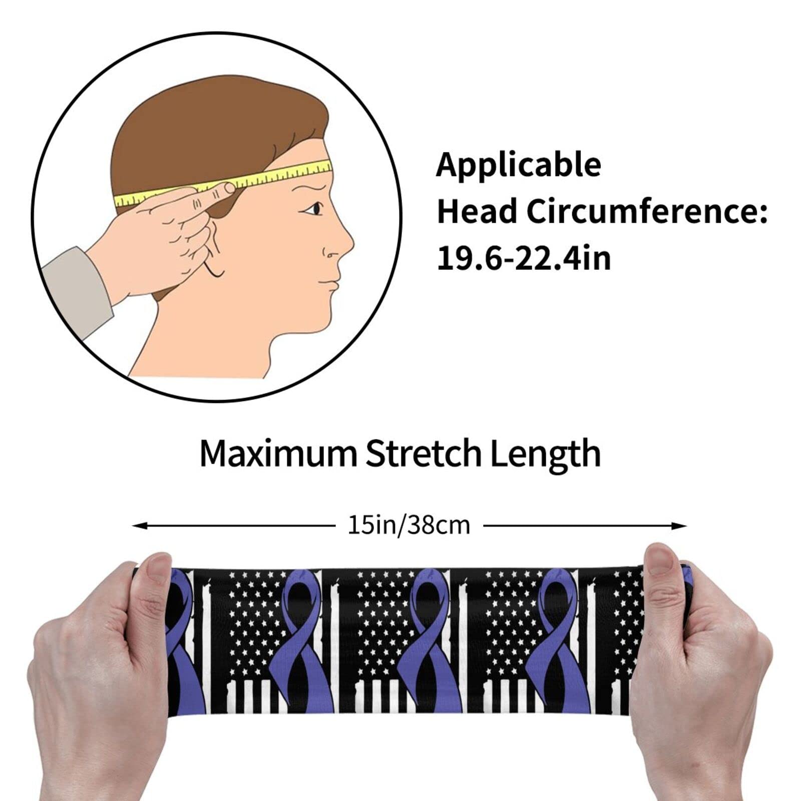 Fitness Headband Colon Cancer Awareness Flag Men Women Stretch Sweatbands