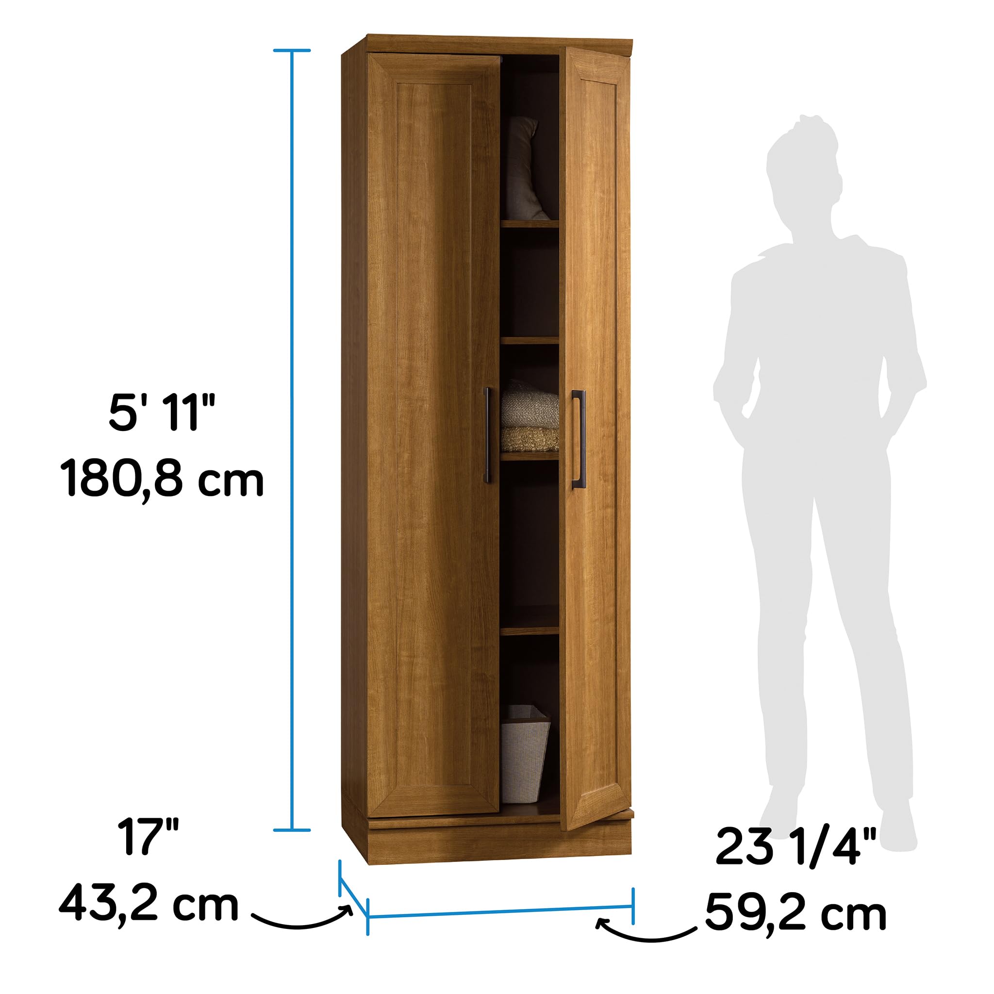 Sauder HomePlus Storage Pantry cabinets, L: 23.25" x W: 17" x H: 71.18", Sienna Oak