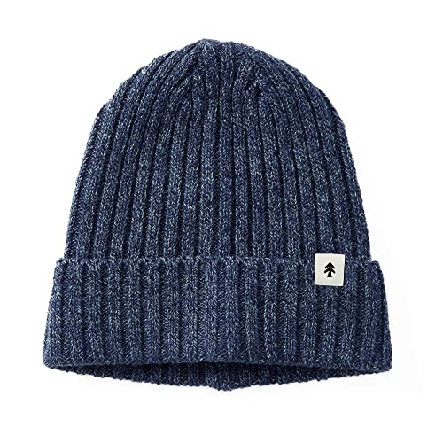 Huckberry Winter Beanie, Roll-Up Cuff, Blended Knit, Fits Men & Women (US, Alpha, One Size, Marled Navy)