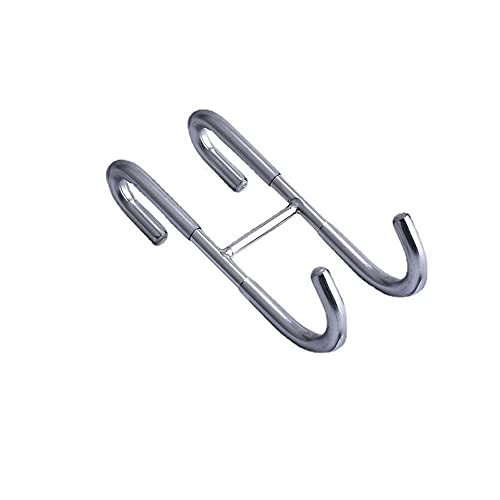 GOOFFY Door Metal Hooks for Hanging 2 Pieces of Plastic-Dipped S Hook, Multi-Purpose Double Hook, Free Perforated Glass Door Back Hook, School Bag Hook Hanger