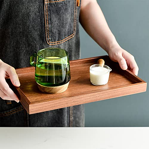 Hiermi Wooden Rectangular Serving Tray, 2 Piece Set of Acacia Wood Plate, Tea/Drink Platter, Dinner Serving Tray, Size_12" x 8" x 1β, 9"x 6.2" x 1β