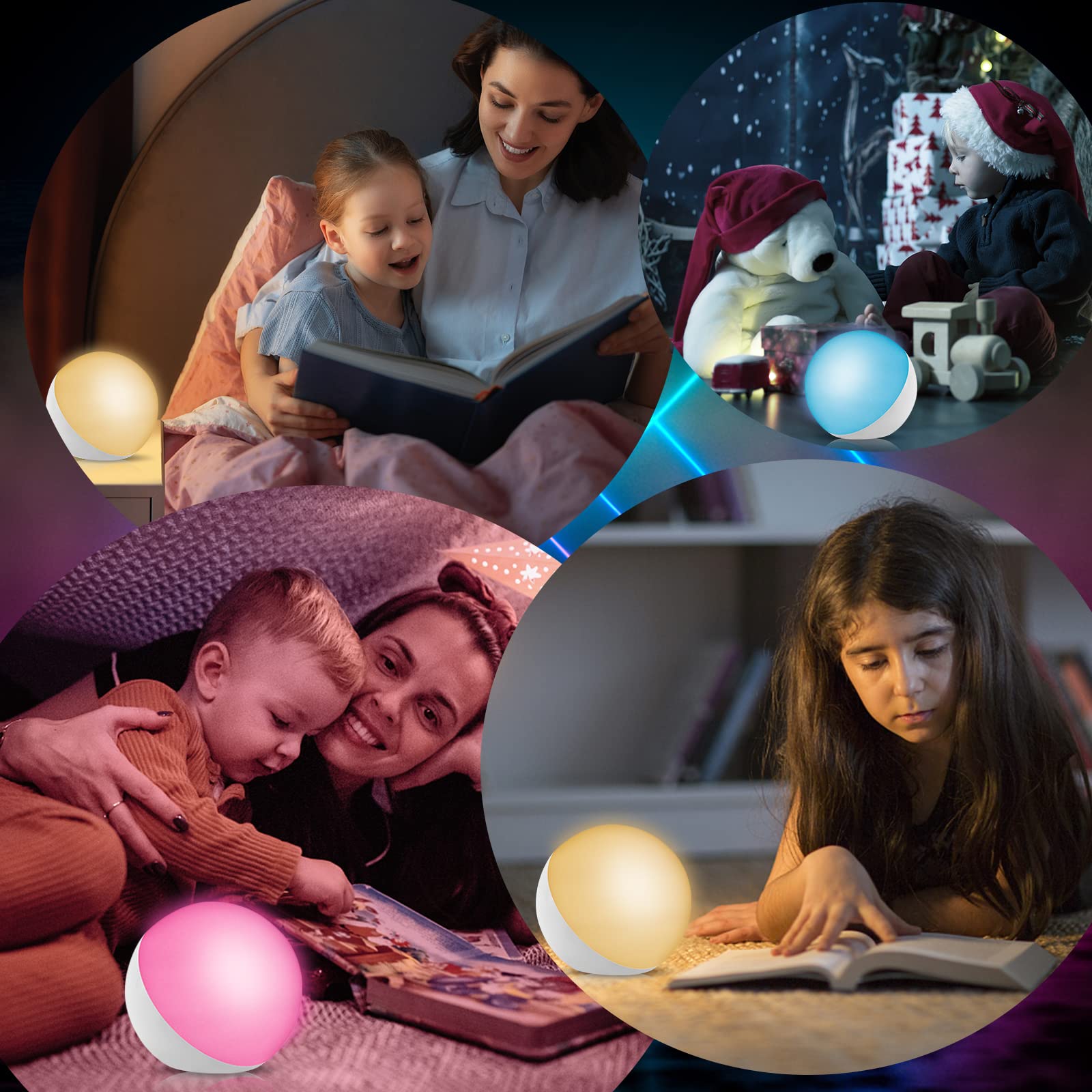 InPoTo Night Light, Touch Sensor Bedside Lamps, Dimmable Warm White Light & Color Changing RGB for Bedrooms,Baby Kids Room,Gift Packing
