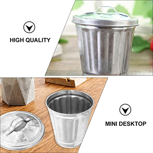 jojofuny 3 pcs Tabletop Table Covered Simple Pen Wastebasket Bin Stationery Rustic Top Fun Desktop Recycler or Rubbish Pencils Galvanized Wastepaper Organizer Cute Brushed X Container