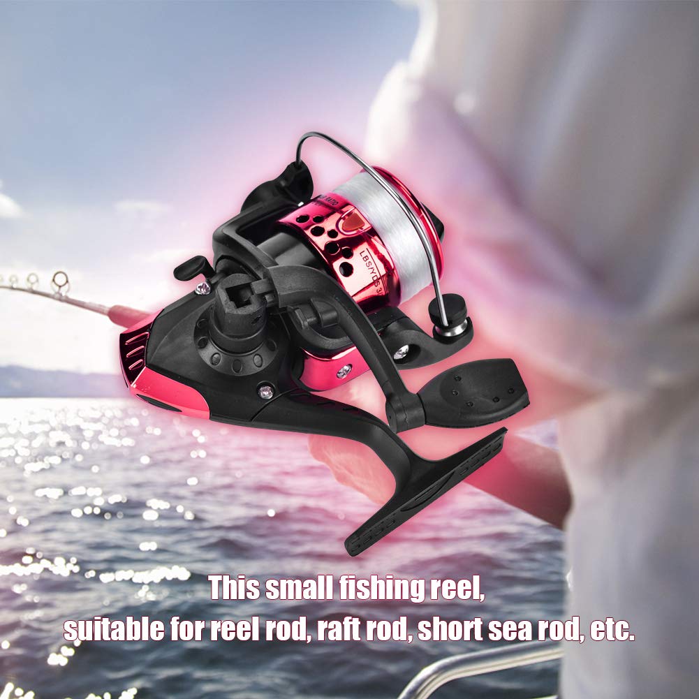 Fishing Reel, 3 Colors Freshwater Fishing Line Wheel Plastic Electroplating 200 Lightweight Spinning Fishing Reel Tackle Accessory with Wire (Red)