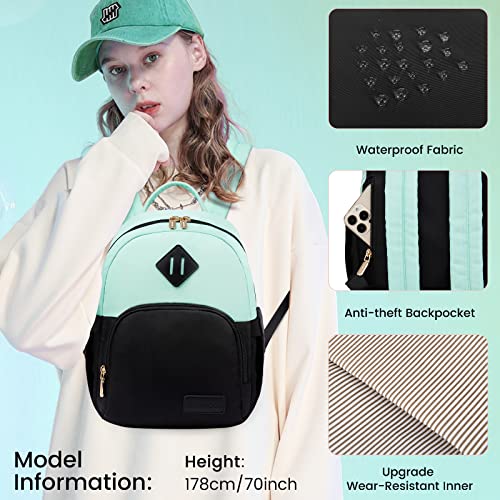 LOVEVOOK Mini Backpack Purse for Women, Small Fashion Backpack, Lightweight Cute Daypack for Travel Dating Black-Cyan Blue