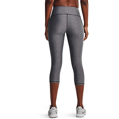 Under Armour Women's HeatGear Armour High Waisted Pocketed No-Slip Capri Leggings , Charcoal Light Heather (019)/White , Medium Short