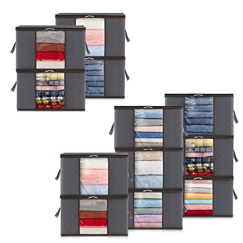 Lifewit 8 Pack 60L Clothes Storage Bag, Bundle with 4 Pack 60L Clothes Storage Bag Organizer, Grey