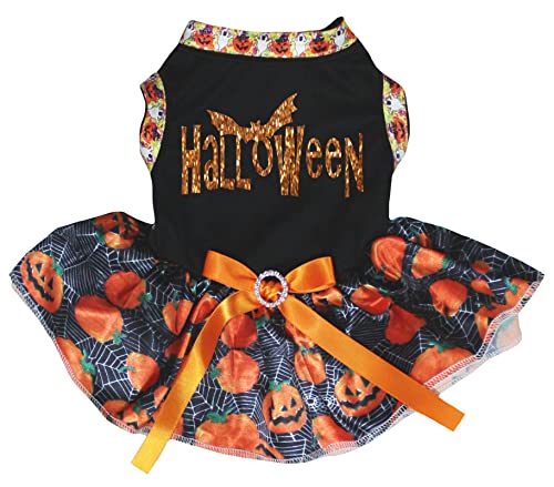 Petitebella Halloween Puppy Dog Dress (Black/Cobweb, Small)