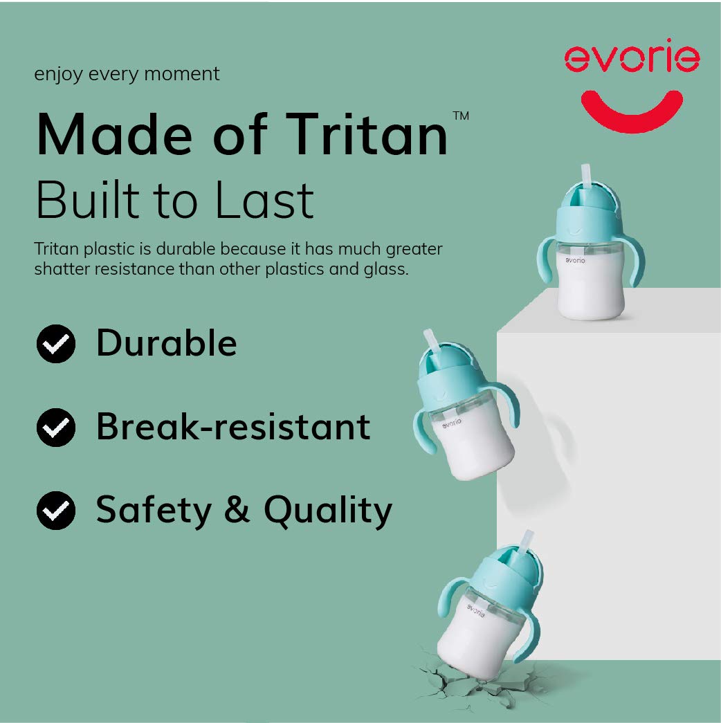 Evorie Tritan Weighted Straw Sippy Cup Super Saver 3 Colour Bundle