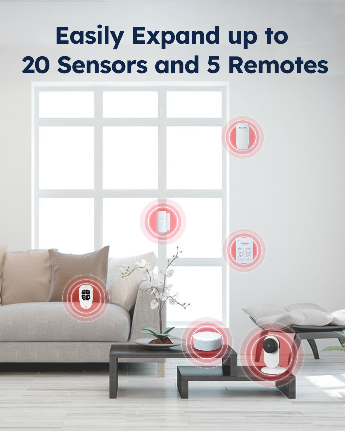 tolviviov Door Alarm System, Beta DIY Smart Home Alarm Security System 12 Pieces-Kit (Alarm Siren, Door Window Sensors, Remotes, Motion Sensor, Keypad), Work with Alexa, for House, Apartment