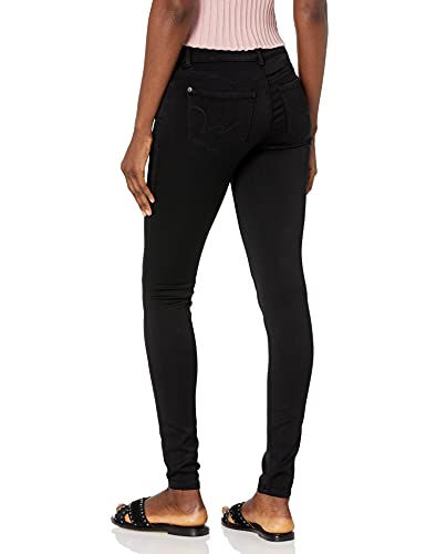 WallFlower Women's Ultra Skinny Mid-Rise Insta Soft Juniors Jeans (Standard and Plus), Black, 13