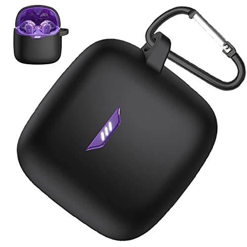 Miimall Case Compatible with JBL Tune Flex Case Cover, [Anti-Lost Keychain] [Scratch Resistance] Dust-Proof Protective Silicone Case for JBL Tune Flex with Carabiner Case Cover(Black)