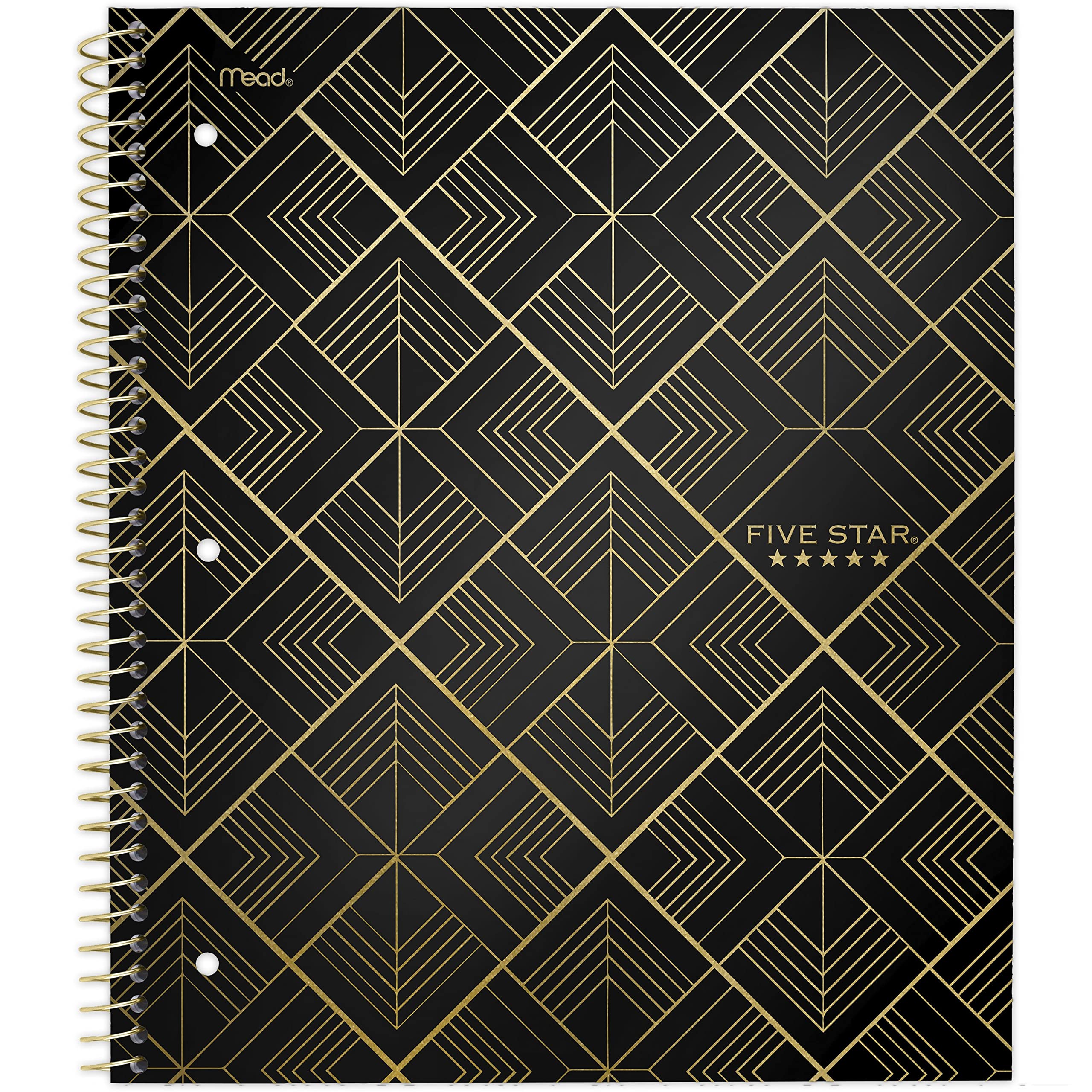 Five Star Spiral Notebooks, 1 Subject, College Ruled, 11" x 8-1/2", Cute Designs Colors, 3 Pack, Design May Vary