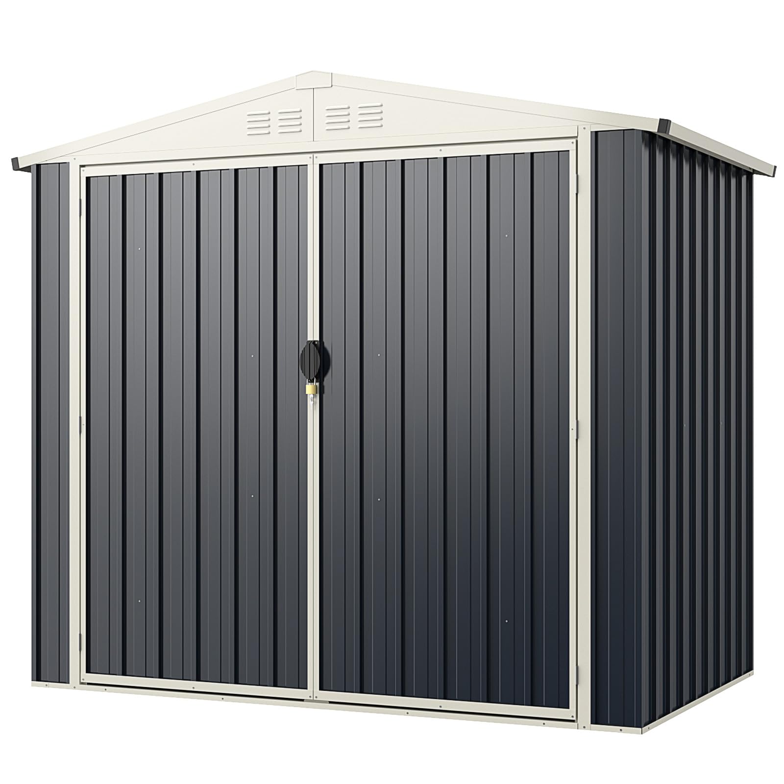 Goplus 6.8 x 3.8 FT Metal Outdoor Storage Shed, Snap-on Structures for Efficient Assembly, All-Weather Color Steel Utility Storage House w/Lockable Door, Bike Tool Sheds for Garden Yard Lawn Patio