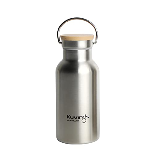 Kuvings Stainless Steel Water Bottle | Double Wall Vacuum Insulated Water Bottle | Works with Hot & Cold Drinks | Eco-friendly Lid with Bamboo Detail | BPA-Free, Plastic-Free & Dishwasher-Safe | 12 OZ