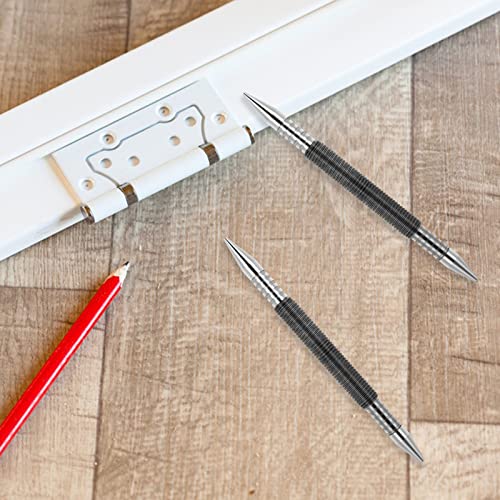 Grevosea 2 Pieces Spring Nail Set, Nail Set Tool and Hinge Pin Tool Dual Head Nail Setter Hammerless 1/8 1/16 and 1/32 Inch Spring Pin Punch Nail 3500 Psi Striking Force Door Pin Siding Removal Tool