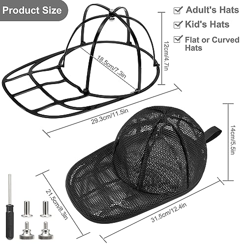 MAGTSMEI Hat Cleaner, Baseball Caps Hat Washer for Washing Machine, Foldable Washing Hat Cage Protector Holder for Flat & Curved Hats, Hat Rack/Organizer for Dishwasher, 2 Pack Black