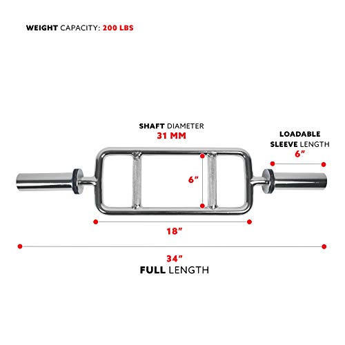 Sunny Health & Fitness 34" Olympic Triceps Bar with Ring Collars, Small