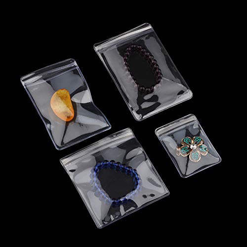 PABCK 100 Pack (1.49x1.89 inch Usable Size) PVC Clear Reclosable Zipper Lock Wrapping Jewelry Anti-Oxidation Poly Bag Resealable Jewellery Rings Earrings Accessories Pouch