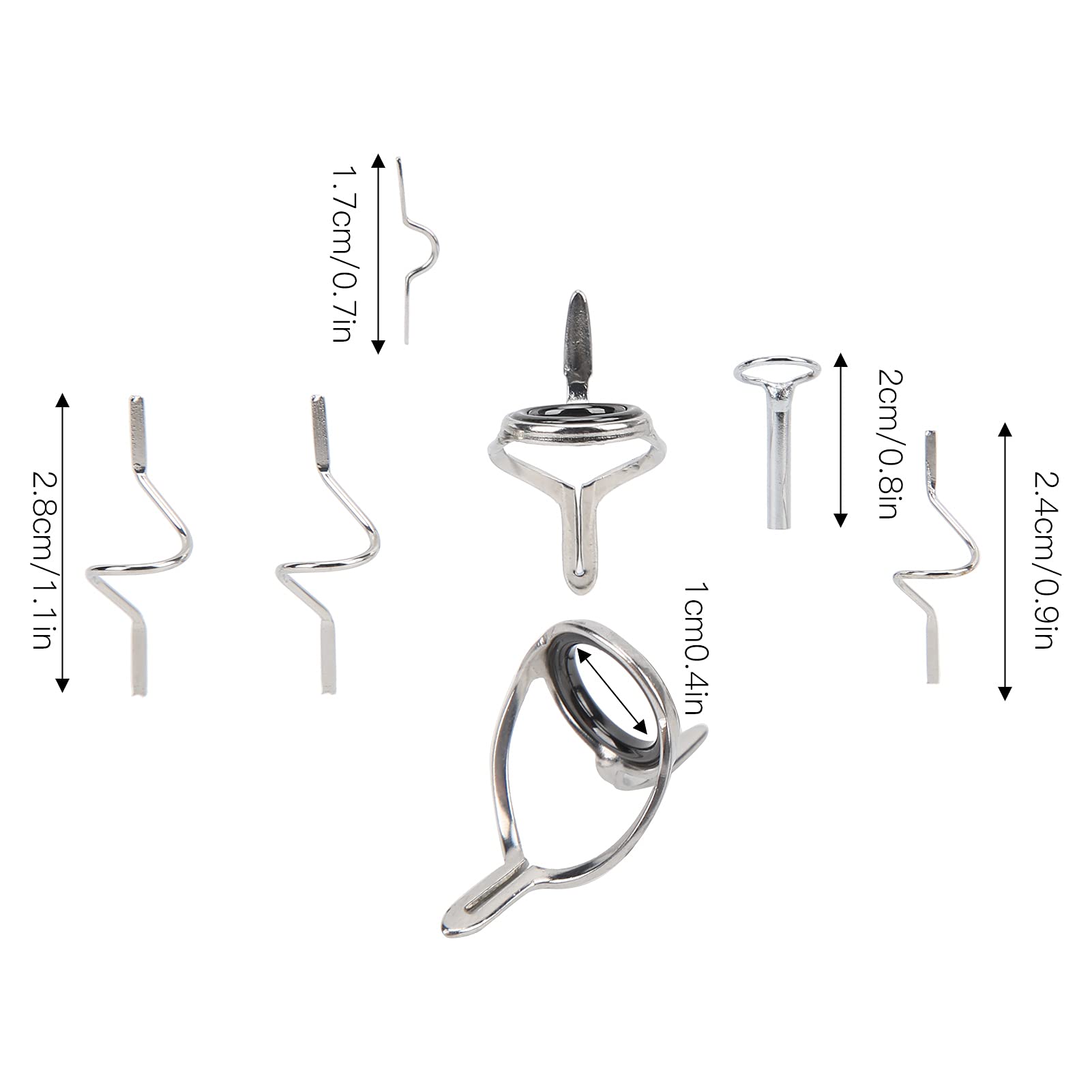 Fishing Stainless Steel Guide, Stainless Steel Strong Double Buckle Different Size Guide Ferrules Rod Angling Repair Tool for Fishing Accessories