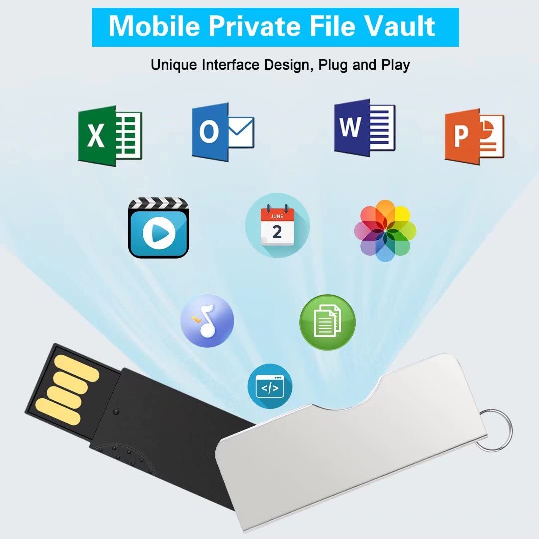 FBKK 64GB USB Flash Drive, Waterproof Memory Stick with Keychain, USB 2.0 Portable Thumb Drive for Storage and Backup