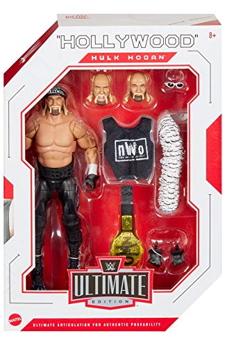 WWE Ultimate Edition Wave 7 Hollywood Hogan Action Figure 6 in with Interchangeable Entrance JacketLanternExtra Head and Swappable Hands for Ages 8 Years Old and Up