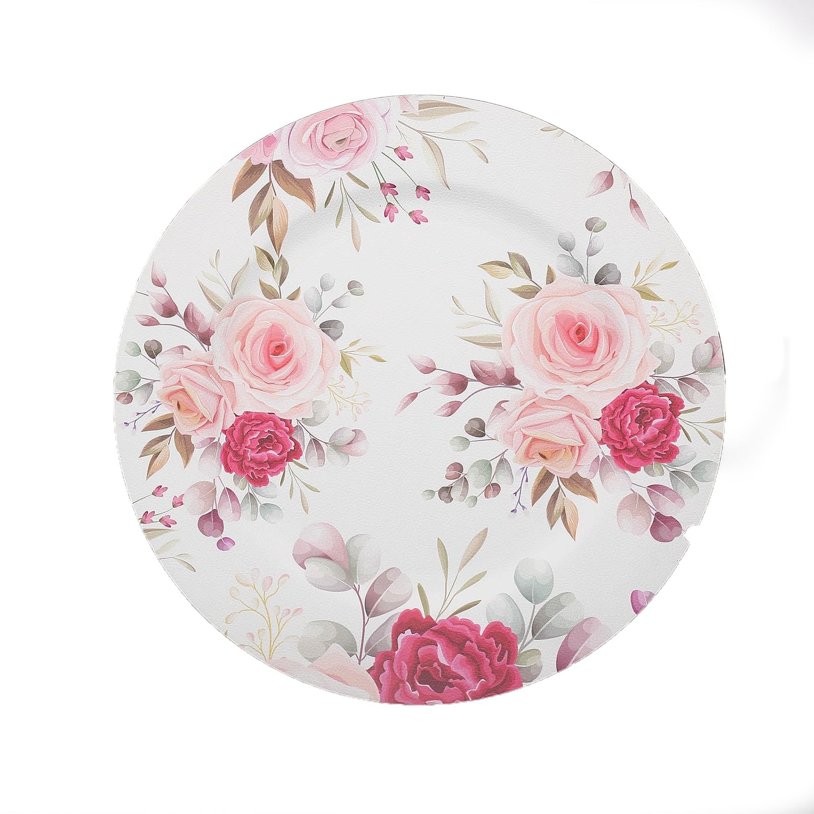 Efavormart 6 Pack | 13" Rose Flower Design Plastic Serving Plates, Disposable Spring Floral Print Charger Trays