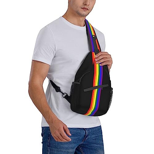 MANQINF LGBT Pride Flag Sling Backpack,Casual Crossbody Shoulder Backpack Adjustable Sling Bag Chest Daypack for Men Women
