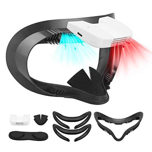 Esimen Active Air Circulation Compatible for Oculus Quest 2 Cooling Fan with Facial Interface Relieve Lens Fogging and Hot Air, Replace Interface Pad for Meta Quest 2