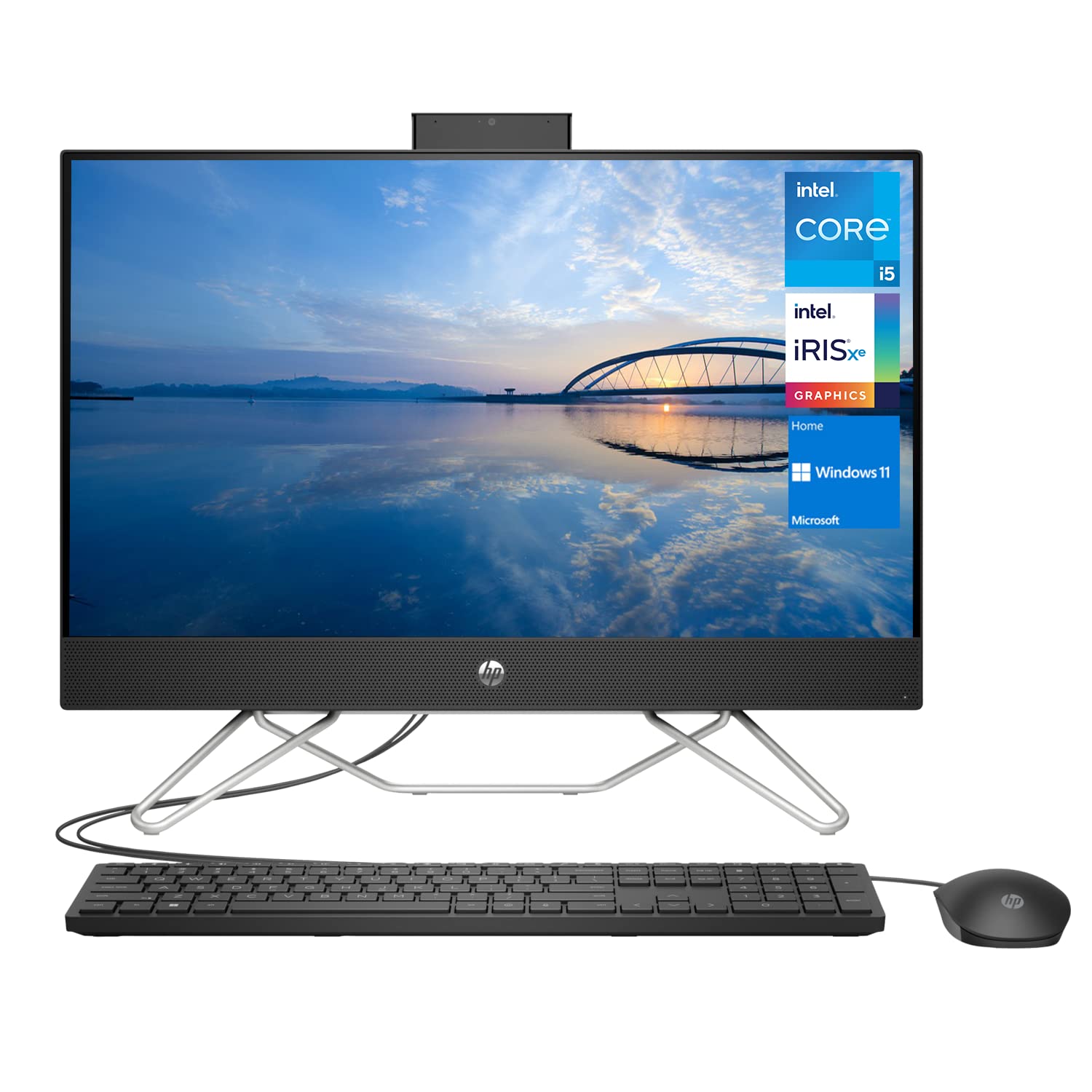 HP Essential All-in-One Desktop, 24" FHD Display, Intel Core i5-1235U Processor, 32GB RAM, 2TB PCIe SSD, IR Camera, HDMI, RJ-45, Wi-Fi 6, Wired Keyboard & Mouse, Windows 11 Home, Black