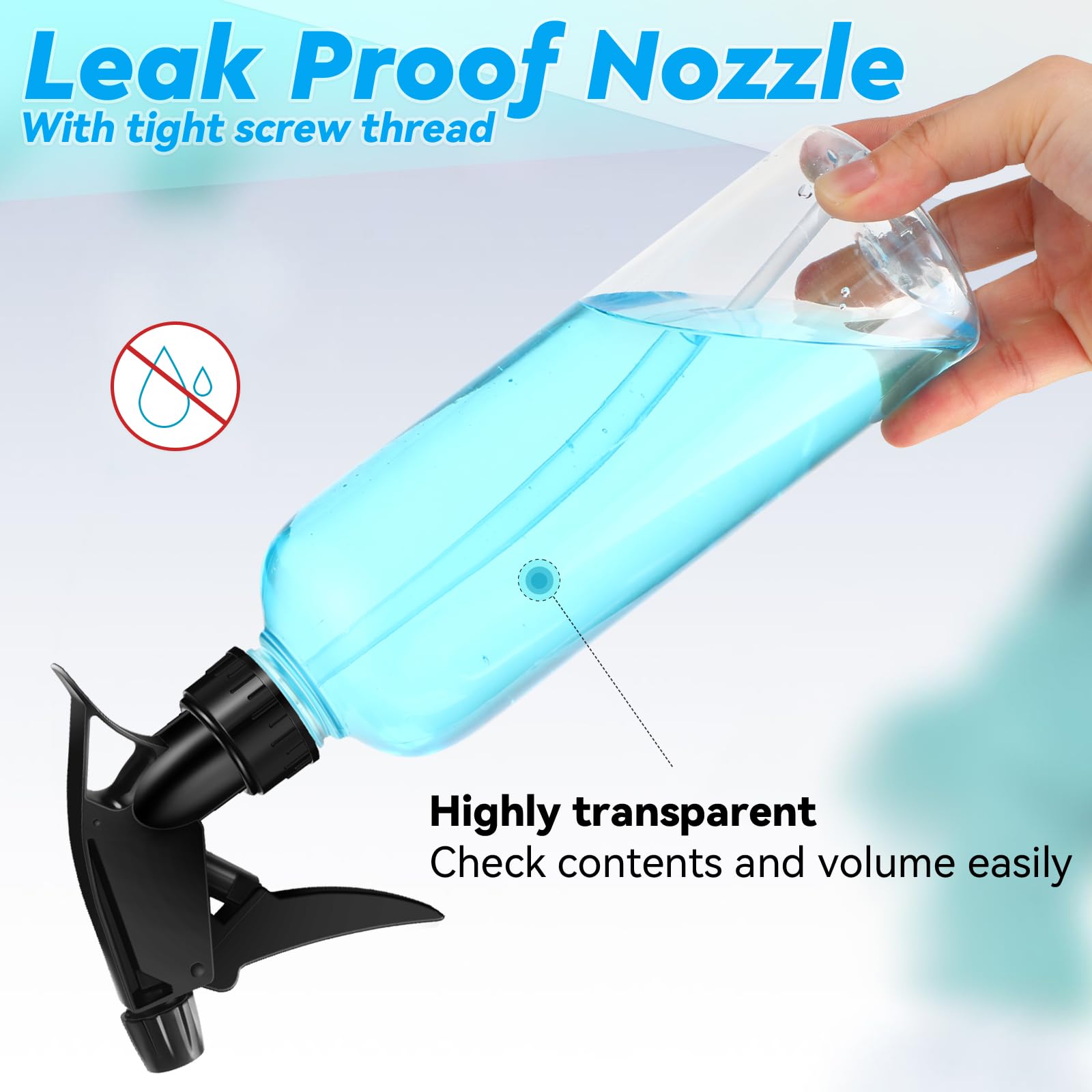 Lallisa 36 Pcs 16 oz Plastic Spray Bottles Leak Proof Empty Bottles for Cleaning Solutions Water Sprayer Bottle with Nozzle Mist, Labels and Handle Funnel for Auto Details, Bathroom, Kitchen, Planting