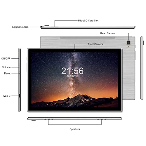 HHC Tablets 10 Inch Android Tablet, 1080p Full HD Touchscreen, Octa-Core Processor, 2GB RAM 32GB WiFi Smart Tablet, 13MP Camera,6000mAh Long Battery Life Tablet, Latest Model 2023, Grey