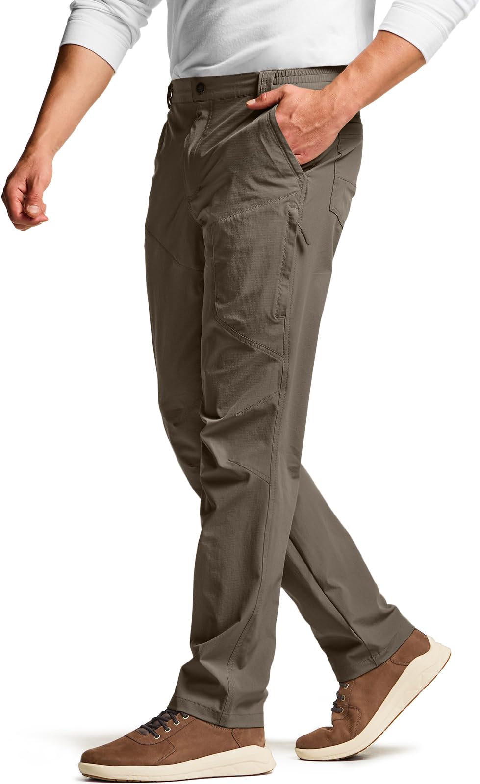CQR CLSL Men's Vent Stretch Pants, Cool Dry Lightweight Casual Cargo Pants, Water Resistant Straight-Fit Utility Work Pants, Shenandoah Sand khaki, 36W x 32L