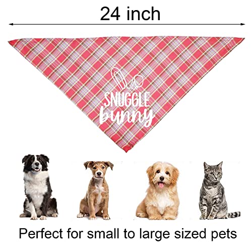 JOTFA Easter Dog Bandana Bunny Costumes, Easter Bunny Dog Headband Buffalo Plaid Dog Easter Bandanas for Small Medium Large Dogs