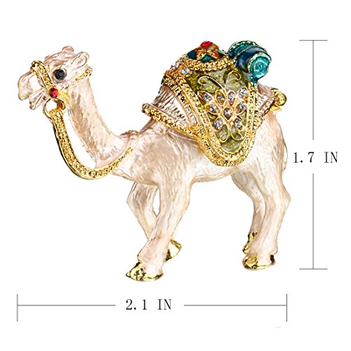 YU FENG Hand Painted Enameled Owl And Cute Camel Animal Trinket Jewelry Box