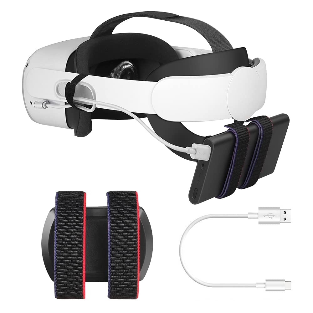 Esimen Power Bank Battery Strap for Oculus Quest 2 Elite Strap, Accessories for Meta Quest 2 - Fixing on The VR Headset Strap(Black)