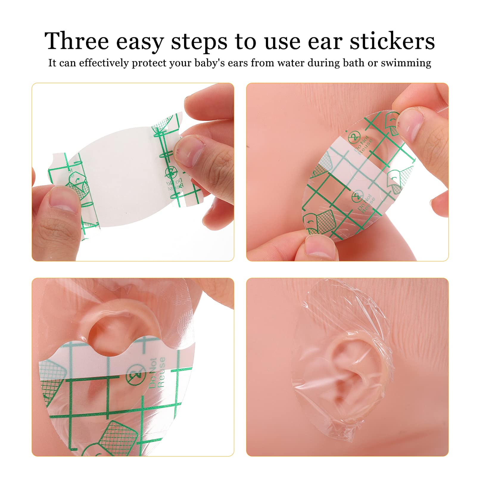 Healeved 60 Pieces Ear Stickers Disposable Ear Covers for Shower Baby Ear Protectors Ear for Bathing Swimming
