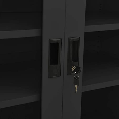 HOMIUSE 41" Office Cabinet Closet Storage Shelves Storage Cabinet Locker Shelf Pantry Shelves Kitchen Storage Metal File Cabinets Locking Cabinet Anthracite Steel Adjustable Shelves with Doors
