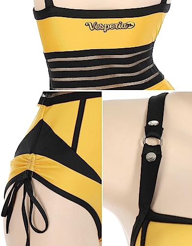 Miraculous Women's Vesperia Beach Shoulder Straps One Piece Swimsuit Bathing Suit (as1, Alpha, x_l, Regular, Regular, Yellow)