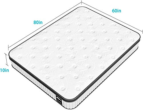 Serweet 10 Inch Memory Foam Hybrid Queen Mattress - Heavier Coils for Durable Support - Pocket Innersprings for Motion Isolation - Pressure Relieving - Medium Firm - Made in North America