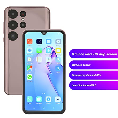 Yunseity Unlocked Smartphone, S22 Ultra 6.3in HD Screen 5G WiFi Cellphone, 4GB RAM 64GB ROM 128GB Expandable, MTK6889 10 Core CPU, 6800Mah Battery, 16MP 8MP Cameras