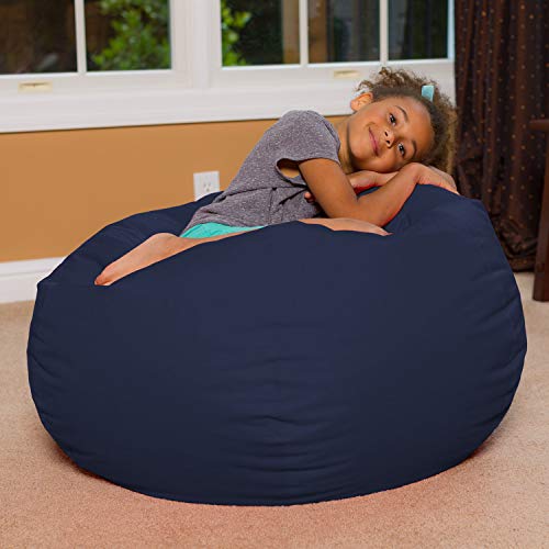 Posh Beanbags Bean Bag Chair, Large-38in, Solid Navy Blue