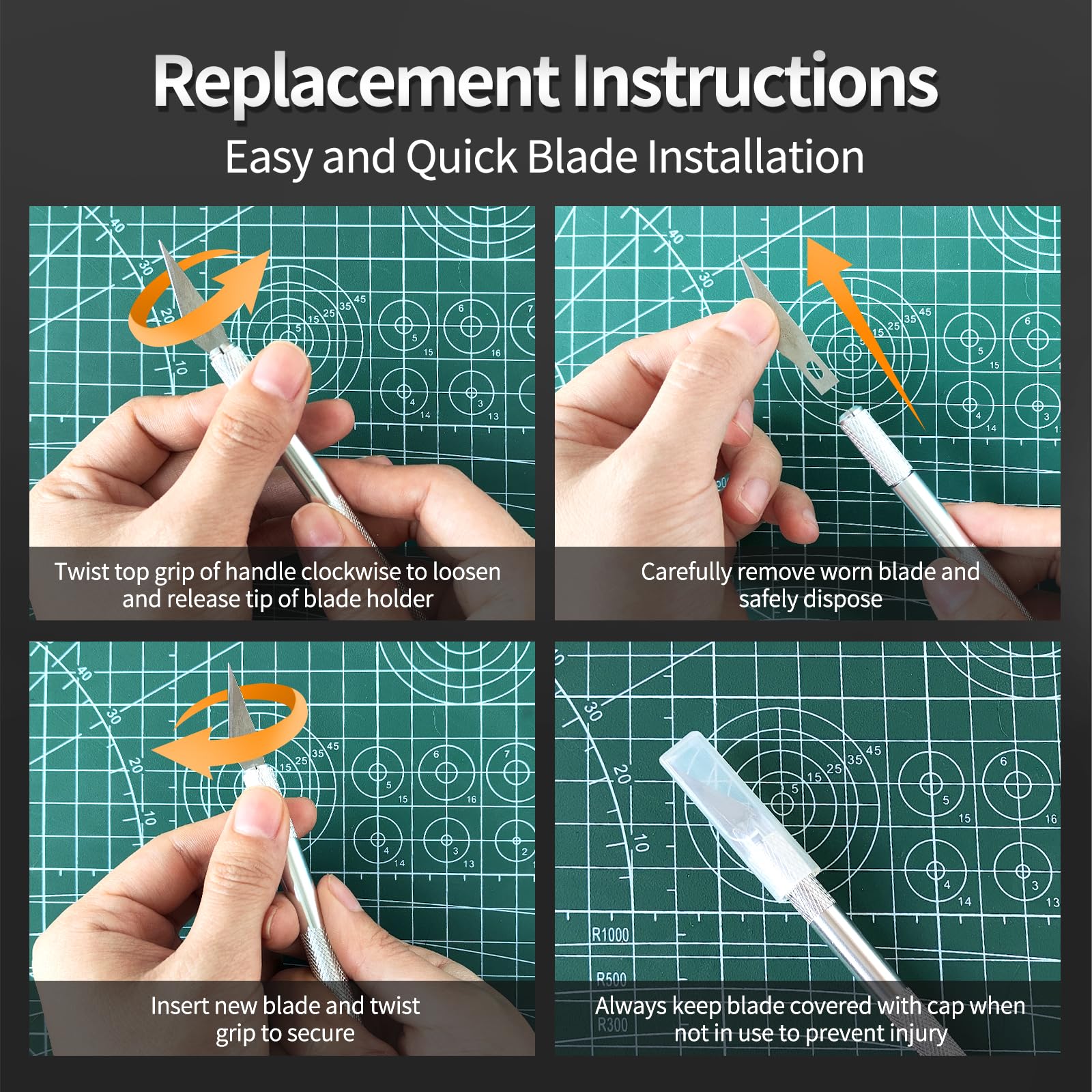 Craft Hobby Knife Kit - Set of Sharp Razor Knives and Exacto Knife for Carving, Modeling, Scrapbooking, Sculpture & More - Ideal for Woodworking, Stenciling, DIY Artwork & Cutting(Blue)