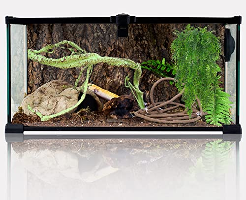 HERCOCCI Reptile Vines, Flexible Jungle Climbing Vines Terrarium Plastic Plants and Leaves Tank Accessories Decor for Gecko Snake Lizard Bearded Dragon Hermit Crab Frog